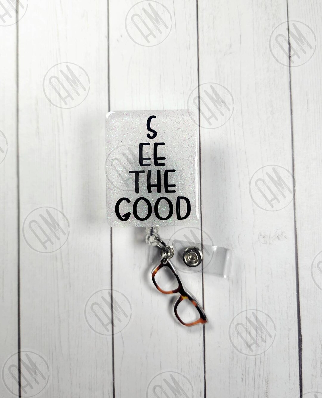 Eye Chart With Glasses Badge Reel | Optician Badge Reel | Optical ...