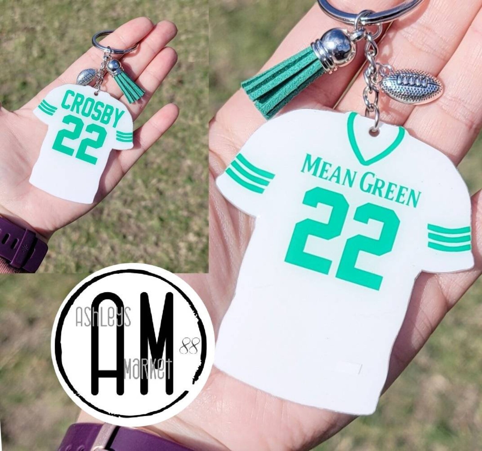 Football Jersey Keychain With Name, Player Number Fall Sports Coach ...