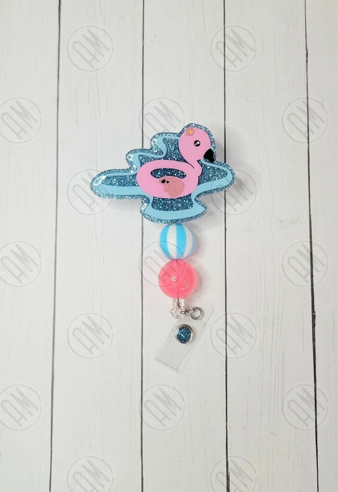 Flamingo Floaty in Pool Badge Reel, Medical, Staff Gift Idea, Nurse ...