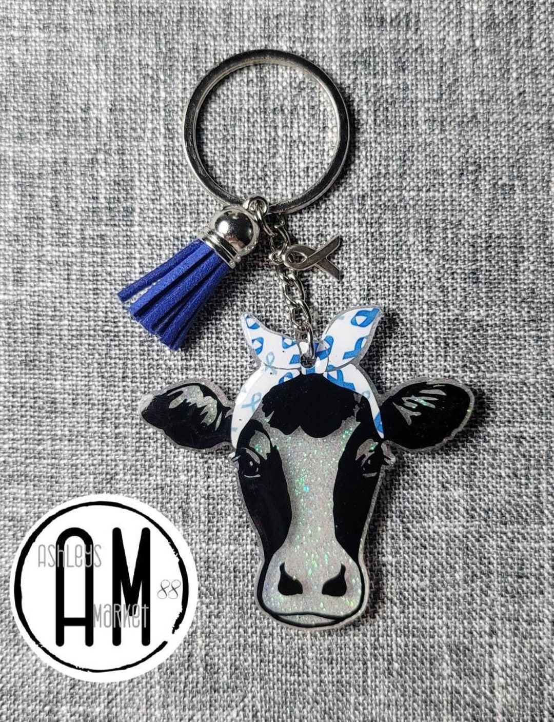 Diabetes Awareness Cow Keychain With Blue Ribbon | Diabetic | Type 1 ...