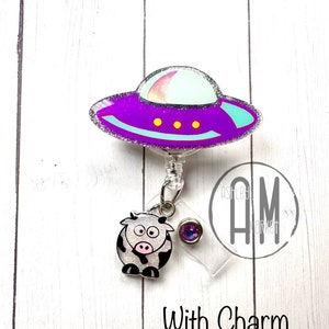 Alien UFO Cow Abduction Badge Reel | Ufo Badge Reel | Alien Badge Reel ...