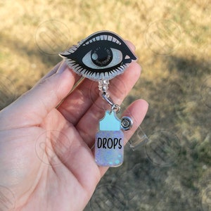 Eye With Eye Drops Badge Reel | Eye Dr Badge Reel | Ophthalmology ...