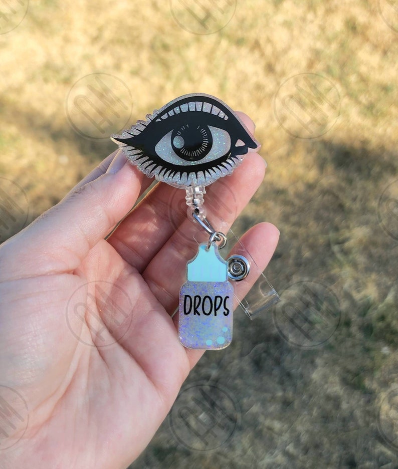 Eye With Eye Drops Badge Reel | Eye Dr Badge Reel | Ophthalmology ...