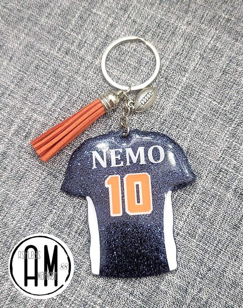 Football Jersey Keychain With Name Player Number Fall - Etsy