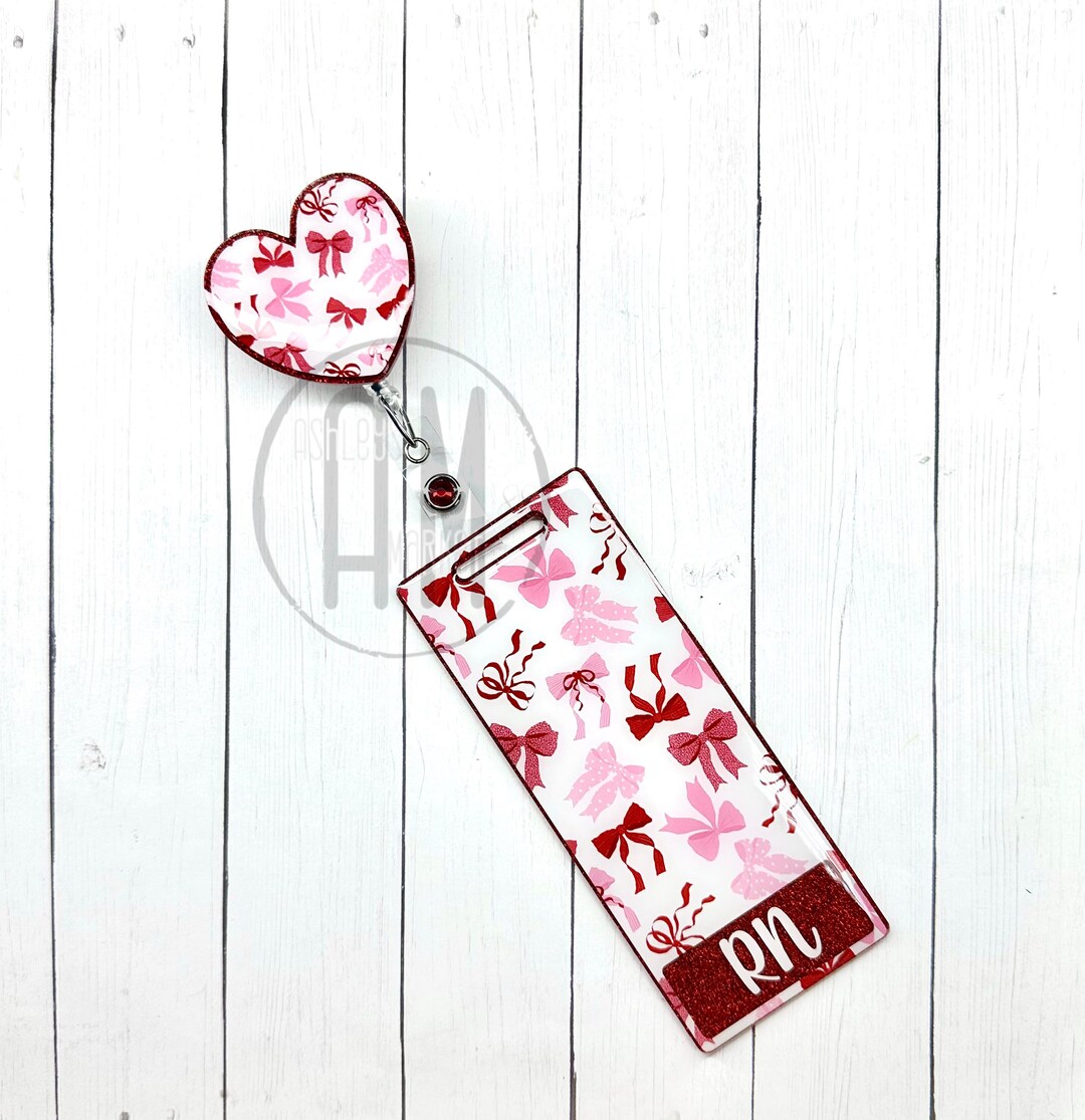 Valentines Coquette Badge Buddy | Cutesy | Pink Bow | Demur | Nurse ...