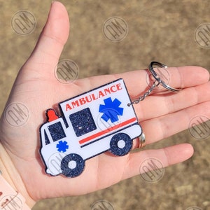 Ambulance EMT Paramedic Medical Acrylic Keychain, Doctor, Nurse, Gift ...