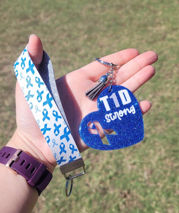 Diabetes Awareness Keychain Blue Ribbon Type 1 Type 2 - Etsy