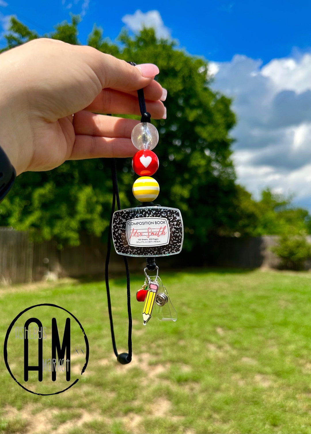 Personalized Teacher Lanyard | Teacher Name Badge Reel | Composition ...