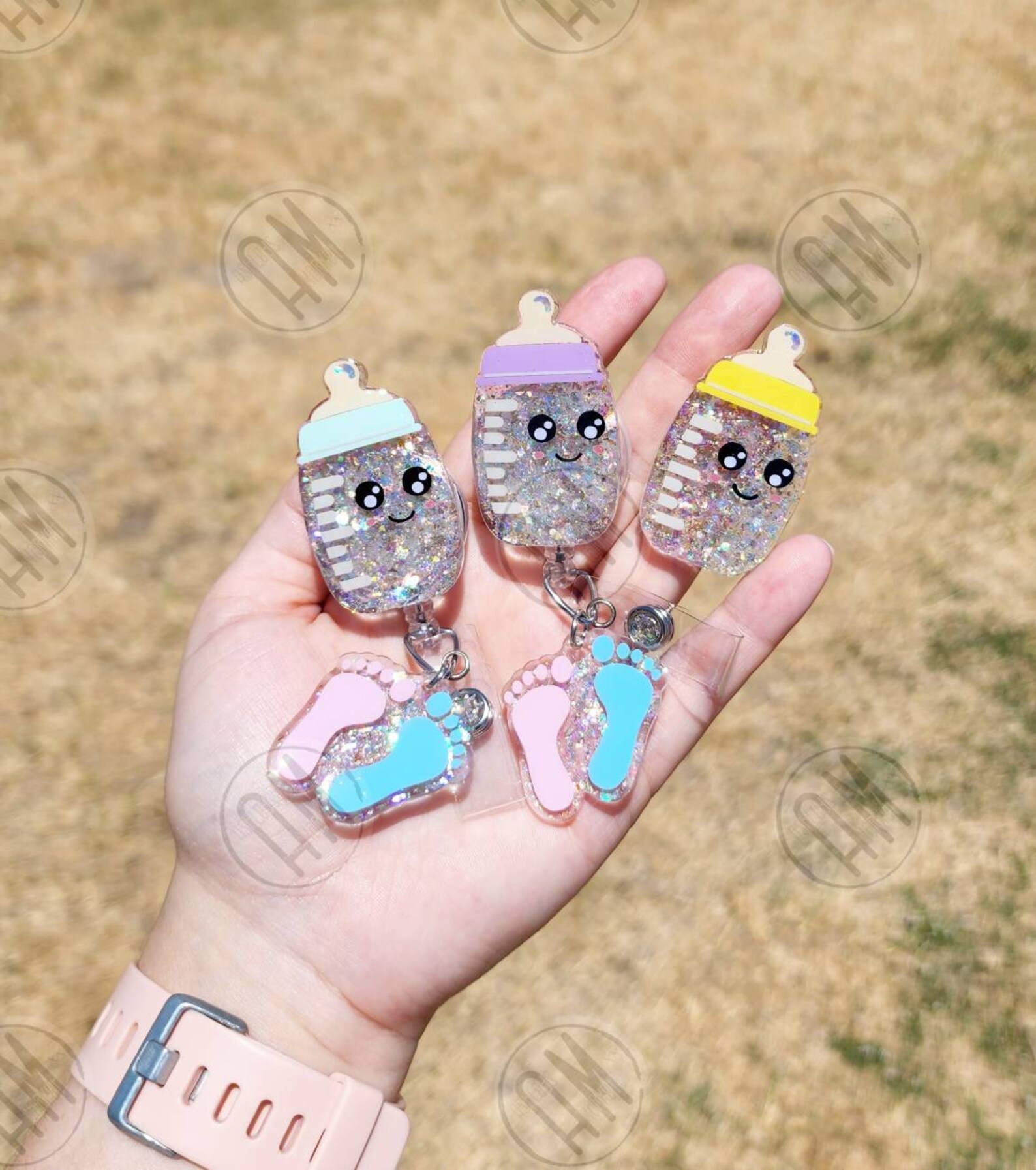 Baby Bottle With Footprints Nurse Badge Reel Nicu Nurse - Etsy