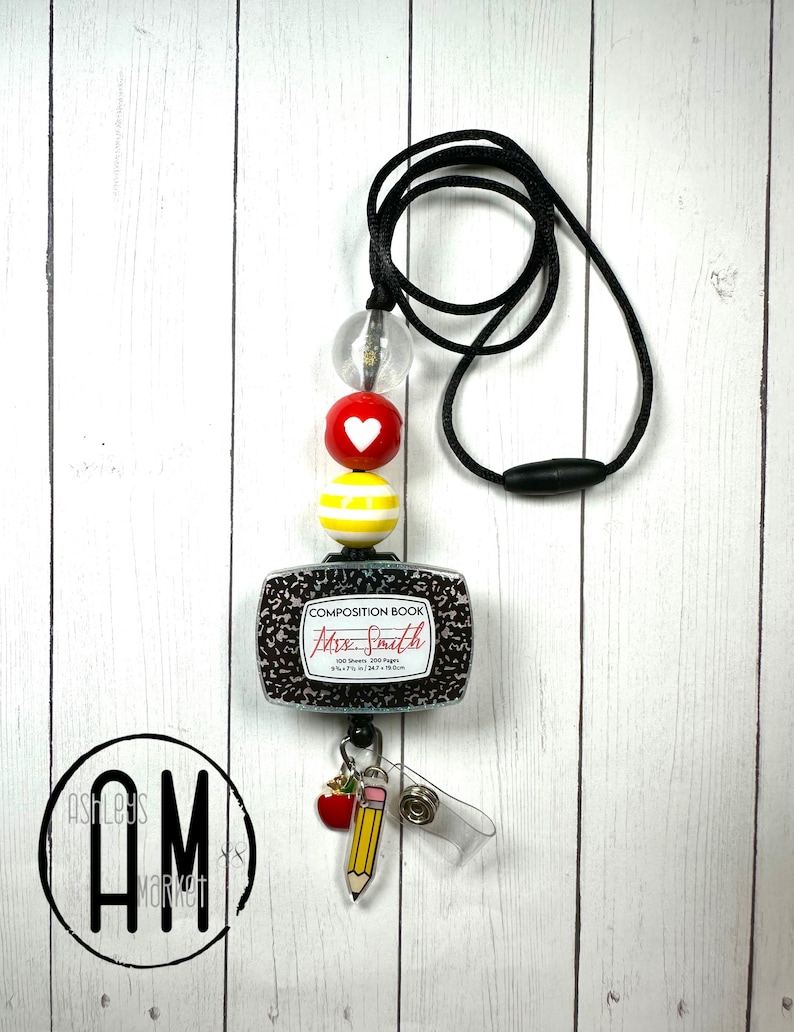 Personalized Teacher Lanyard | Teacher Name Badge Reel | Composition ...