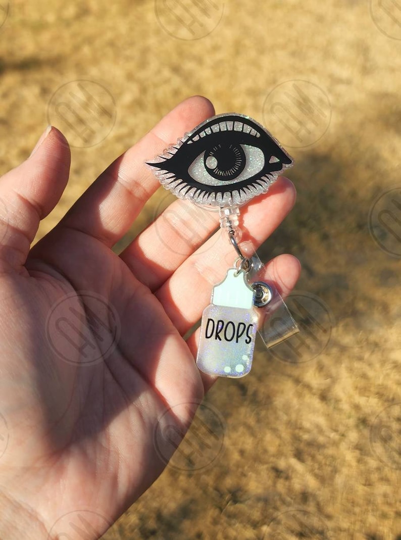 Eye With Eye Drops Badge Reel | Eye Dr Badge Reel | Ophthalmology ...