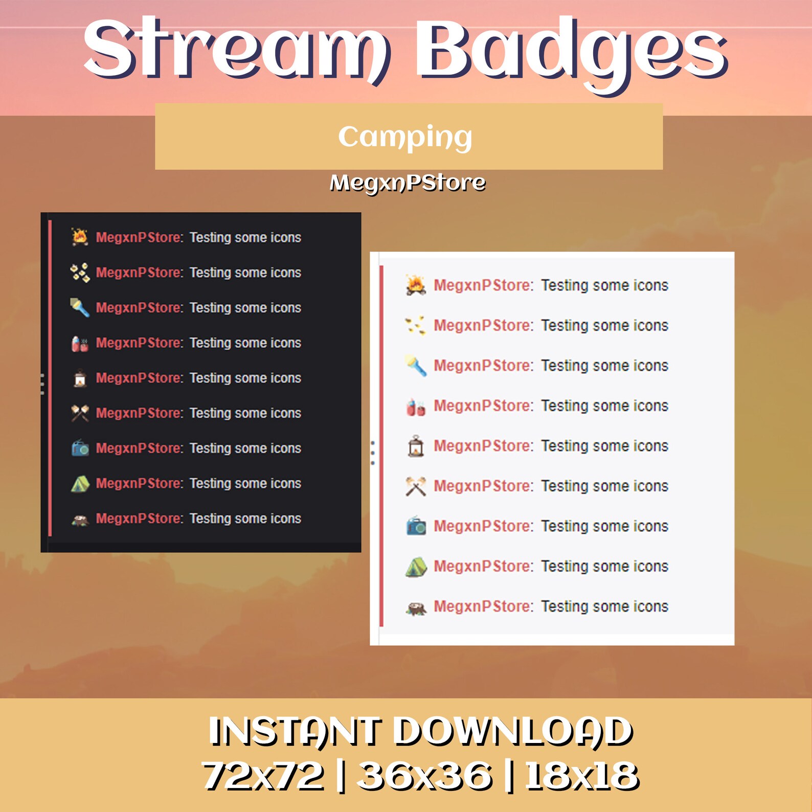 Pixel Camping || Stream Badges - Etsy