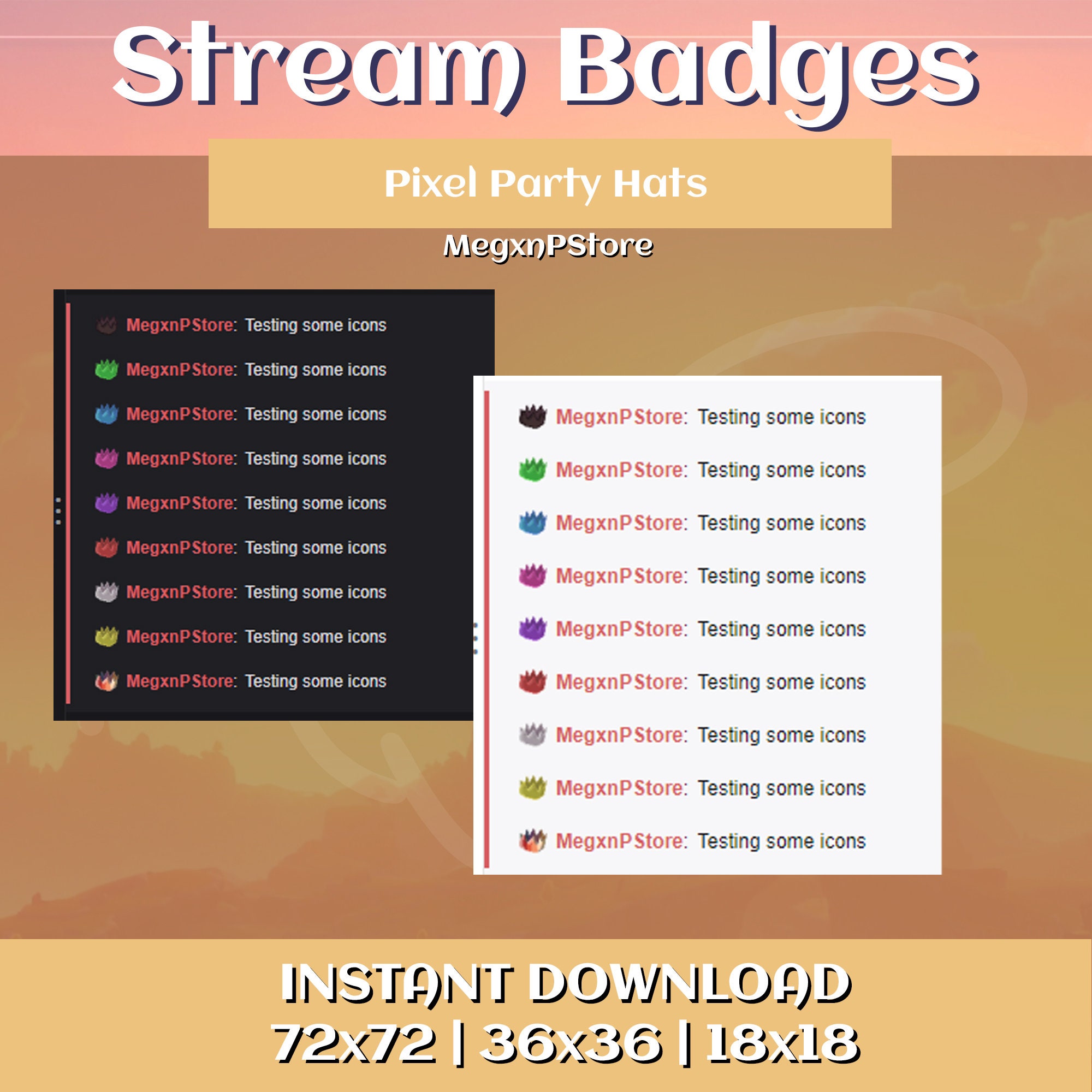 Pixel Party Hats || Stream Badges - Etsy