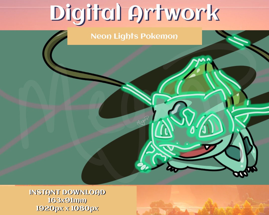 Neon Lights Bulbasaur || Digital Artwork - Etsy