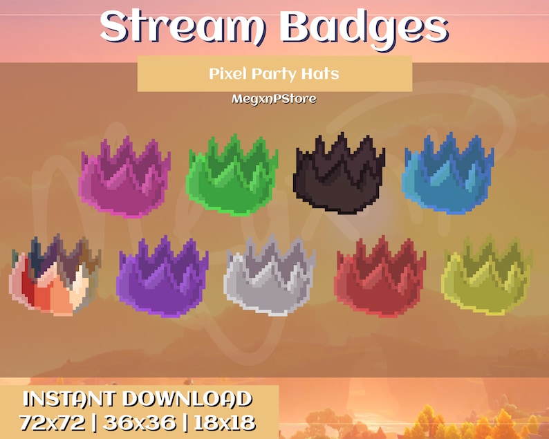 Pixel Party Hats || Stream Badges - Etsy