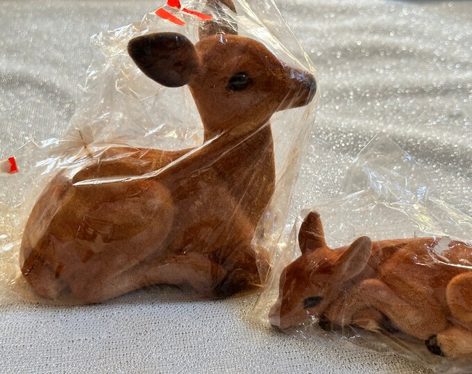Vintage Flocked Deer Fawn Spotted Made in Hong Kong - Etsy