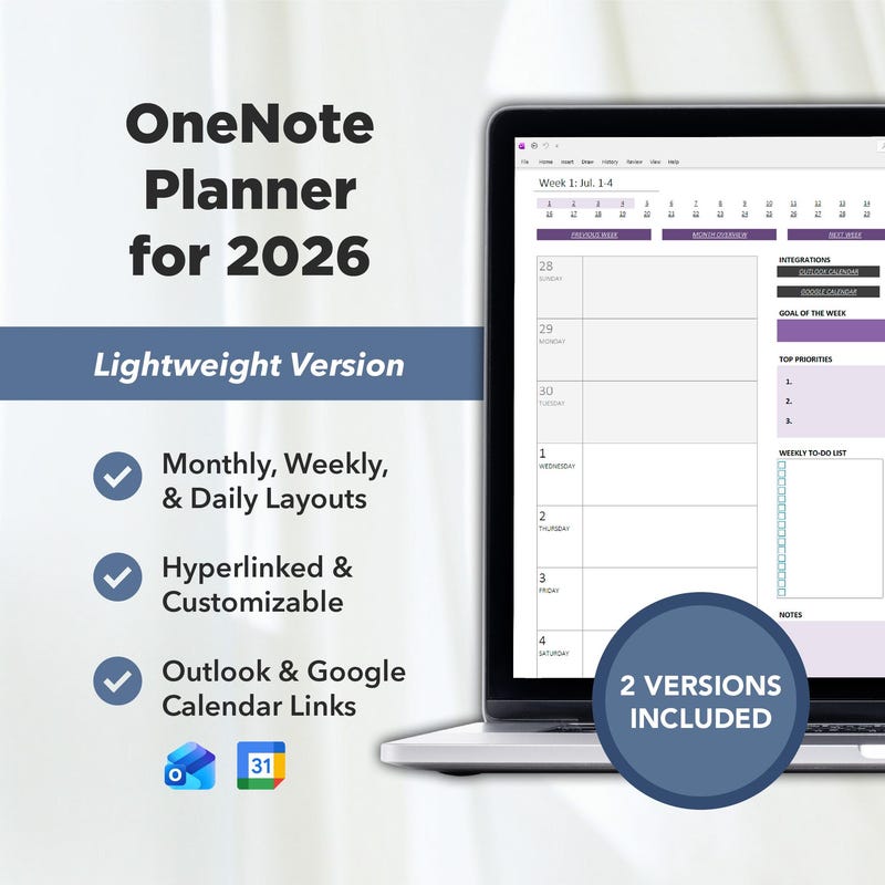 2026 Calendar Onenote Template - Etsy