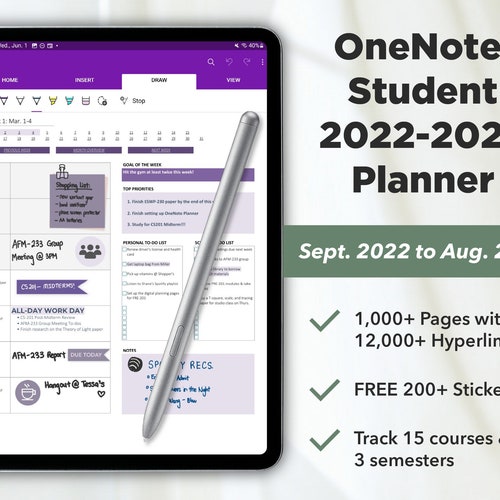 Student Planner Onenote Templates Pack One Note Academic - Etsy