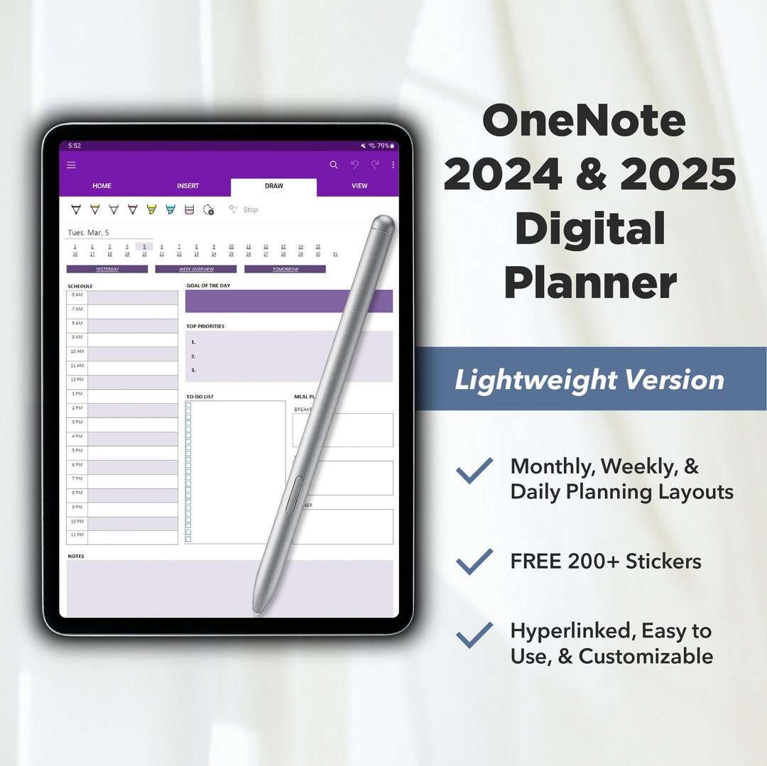 Onenote Digital Planner 2024-2025, Onenote Planner, One Note Template ...