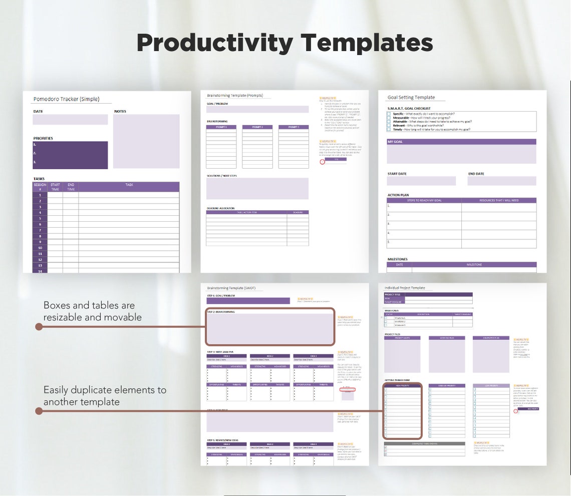 Productivity Planner & Life Planner Onenote Templates Pack - Etsy