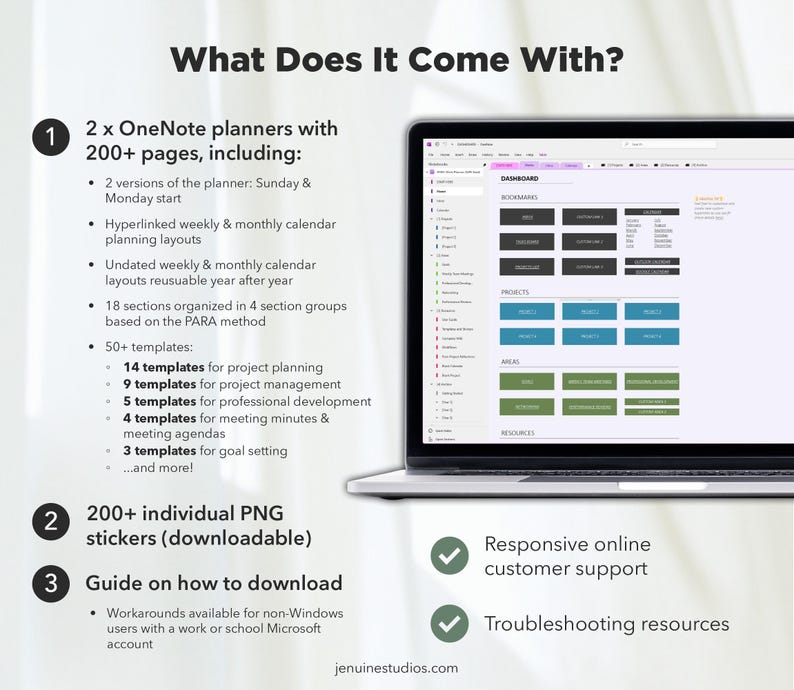 PARA Work Onenote Planner 2026 for Professionals | SUN/MON Start ...