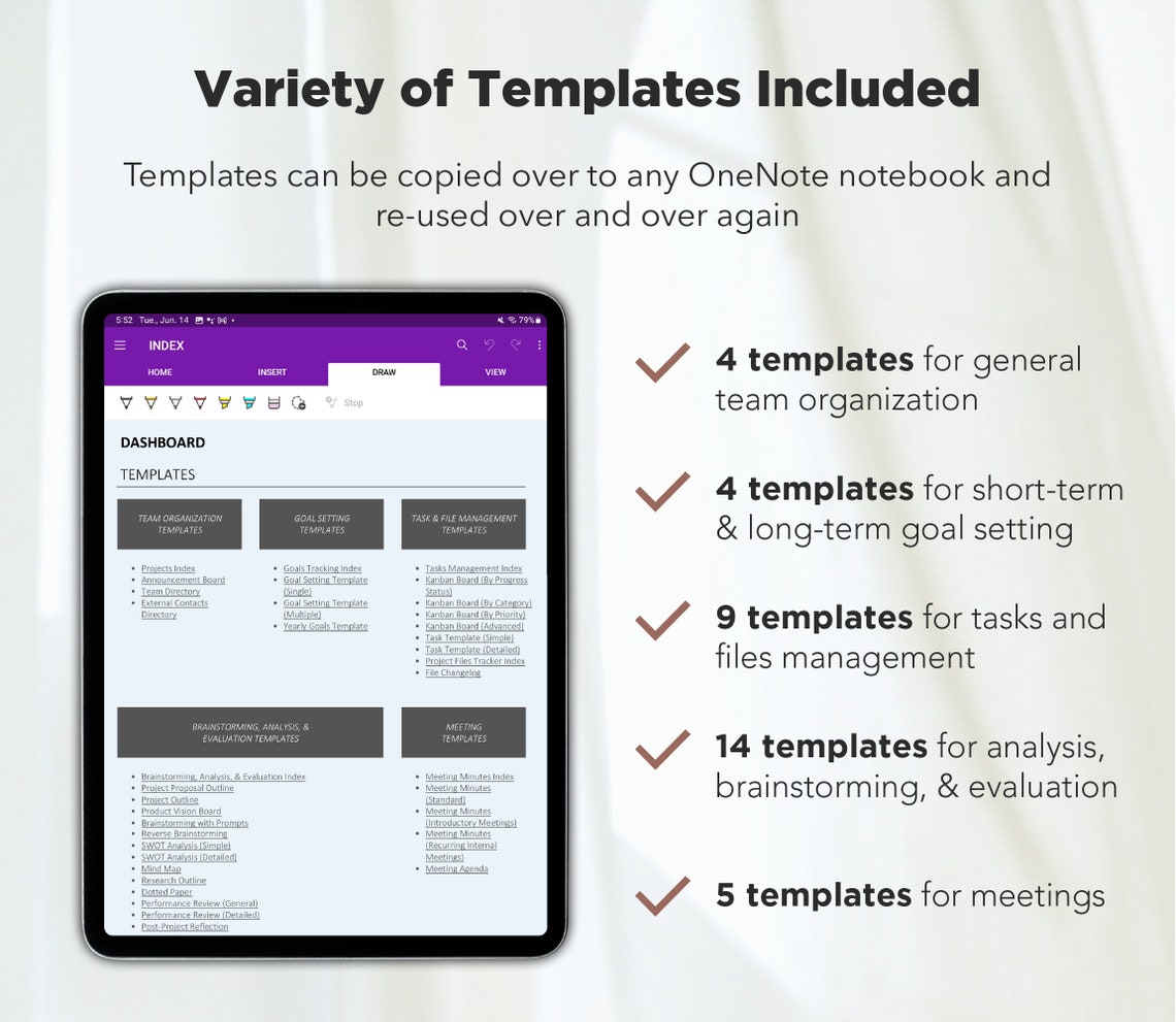 Project Management Onenote Templates Pack Business Planner - Etsy