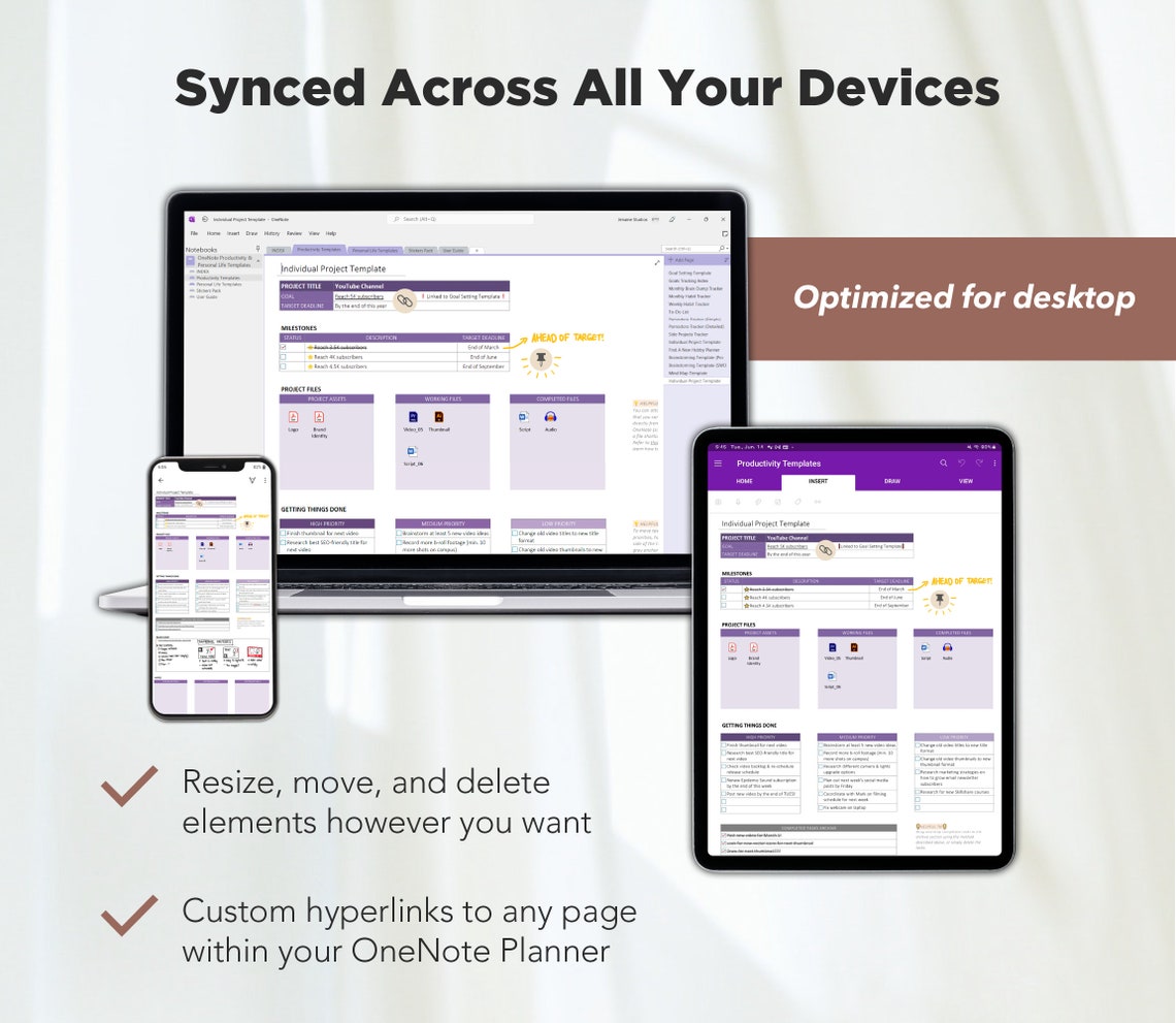 Productivity Planner & Life Planner Onenote Templates Pack - Etsy