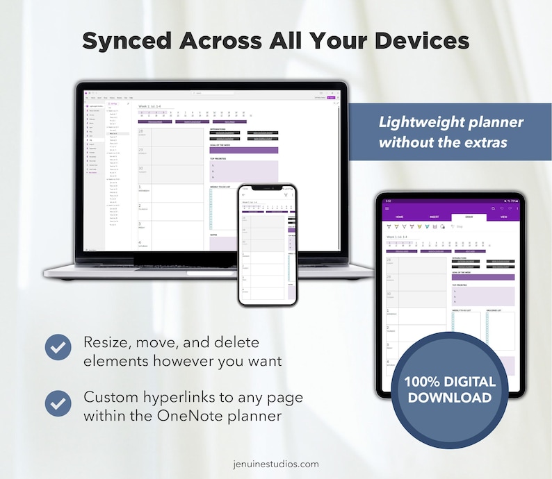 Onenote Planner 2026 | Onenote Template Calendar, Hyperlinked Digital ...