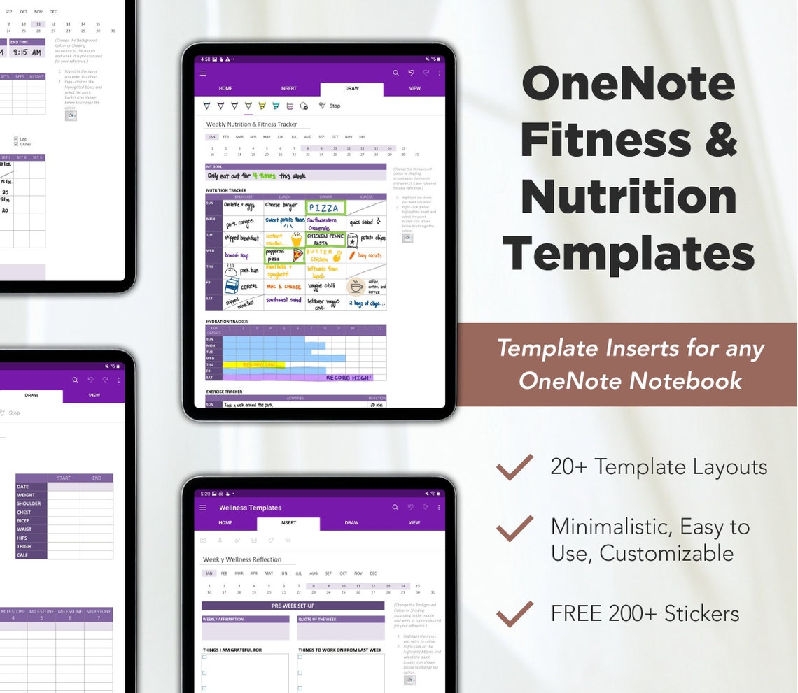 Weight Loss Tracker Onenote Templates Meal Planner Templates - Etsy