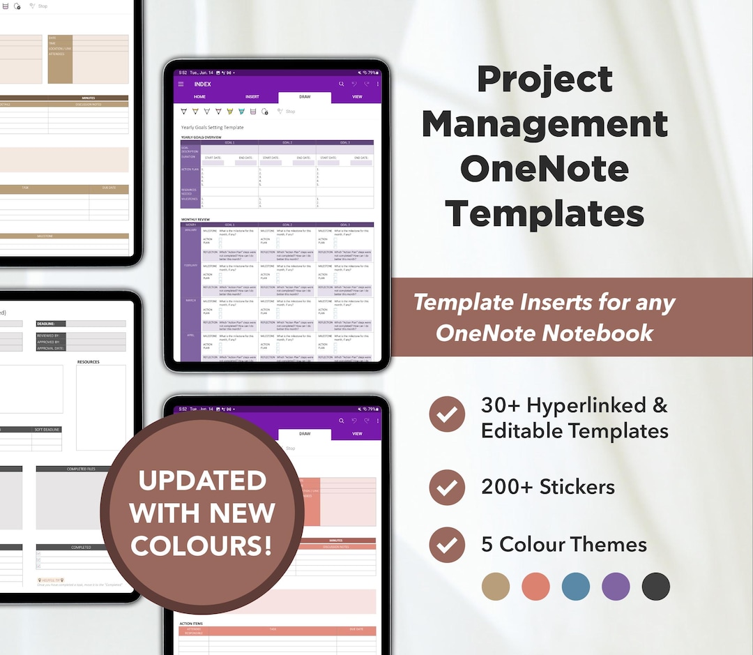 Project Management Onenote Templates Pack, Business Planner Work ...