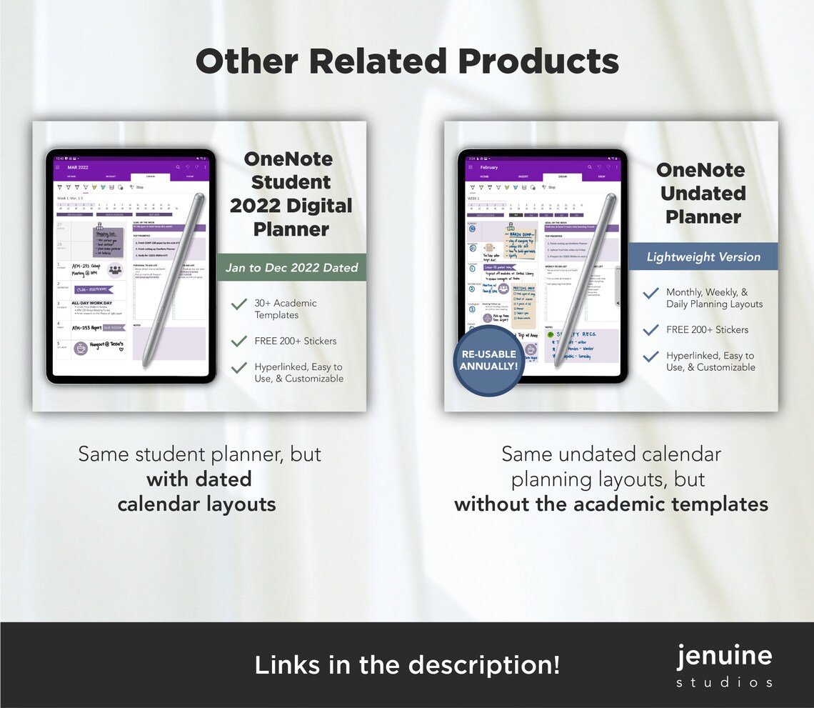 Onenote Student Digital Planner Undated Academic Planner - Etsy Canada