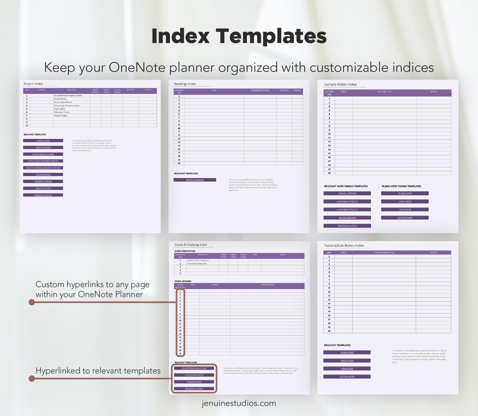 Student Planner Onenote Templates Pack, One Note Academic Templates ...