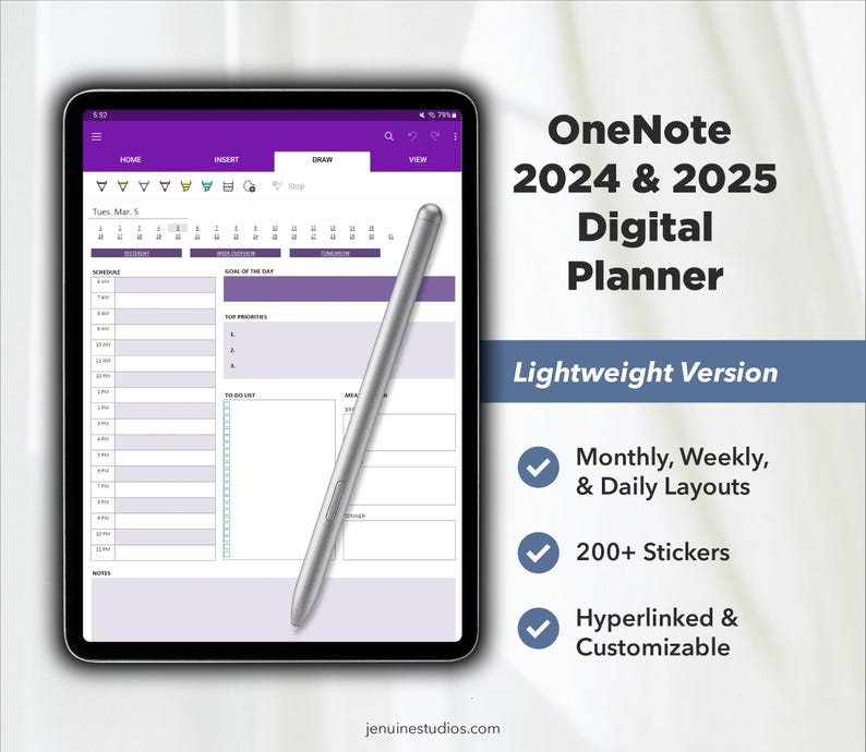 Onenote Digital Planner 2024-2025, Onenote Planner, One Note Template ...