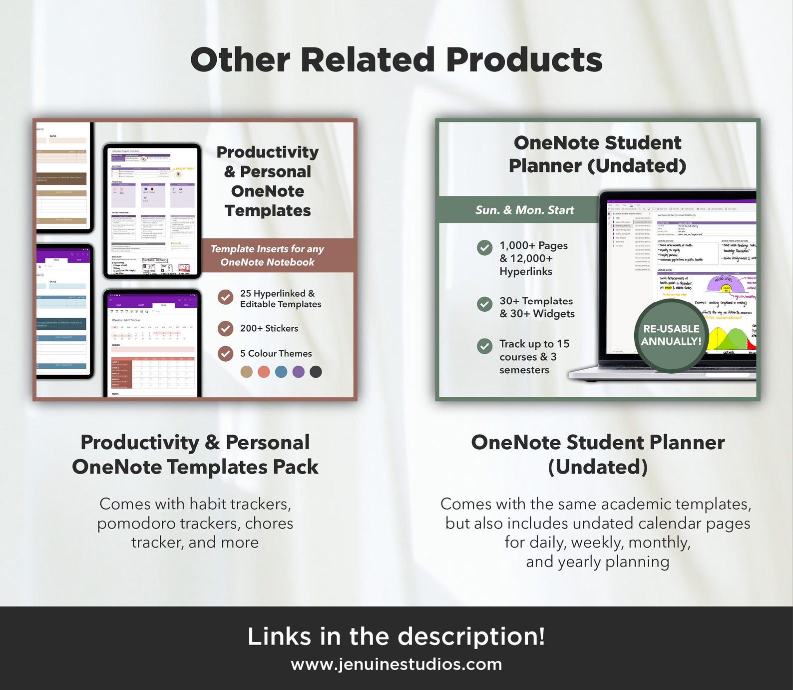 Student Planner Onenote Templates Pack, One Note Academic Templates ...
