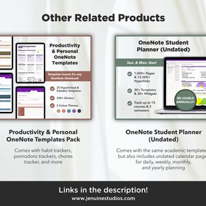 Student Planner Onenote Templates Pack, One Note Academic Templates ...