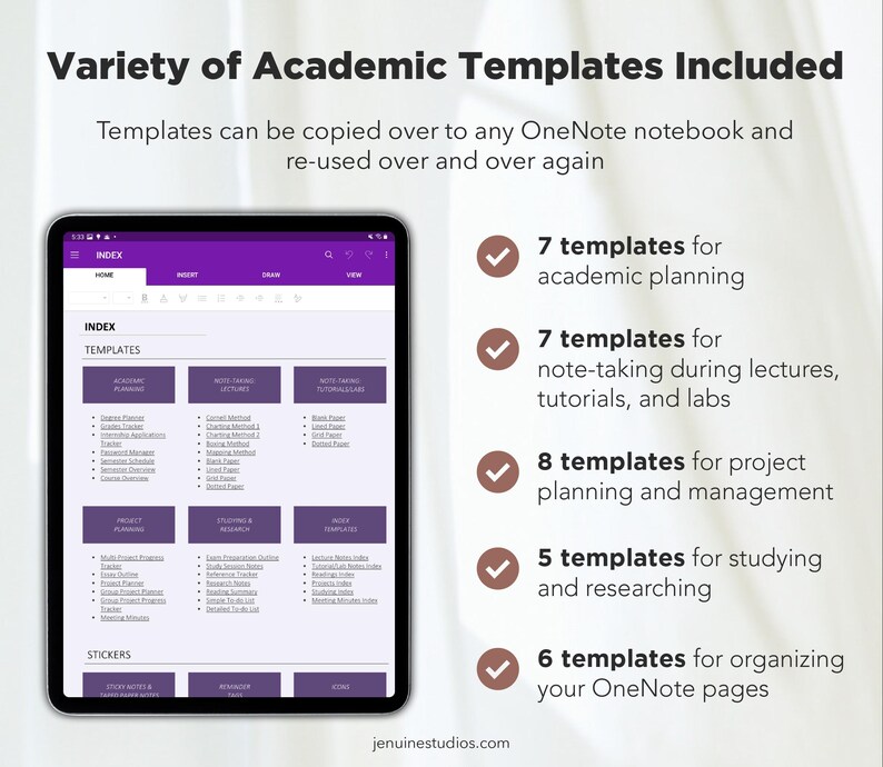Student Planner Onenote Templates Pack, One Note Academic Templates ...