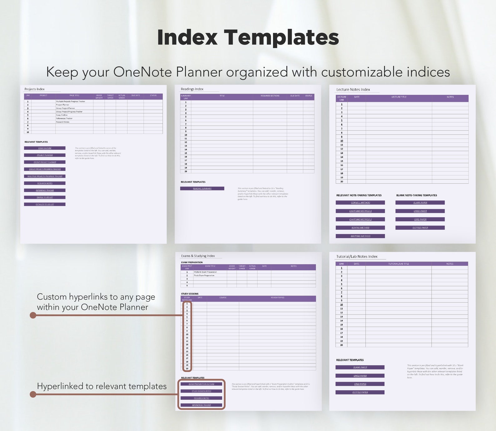 Student Planner Onenote Templates Pack, One Note Academic Templates ...
