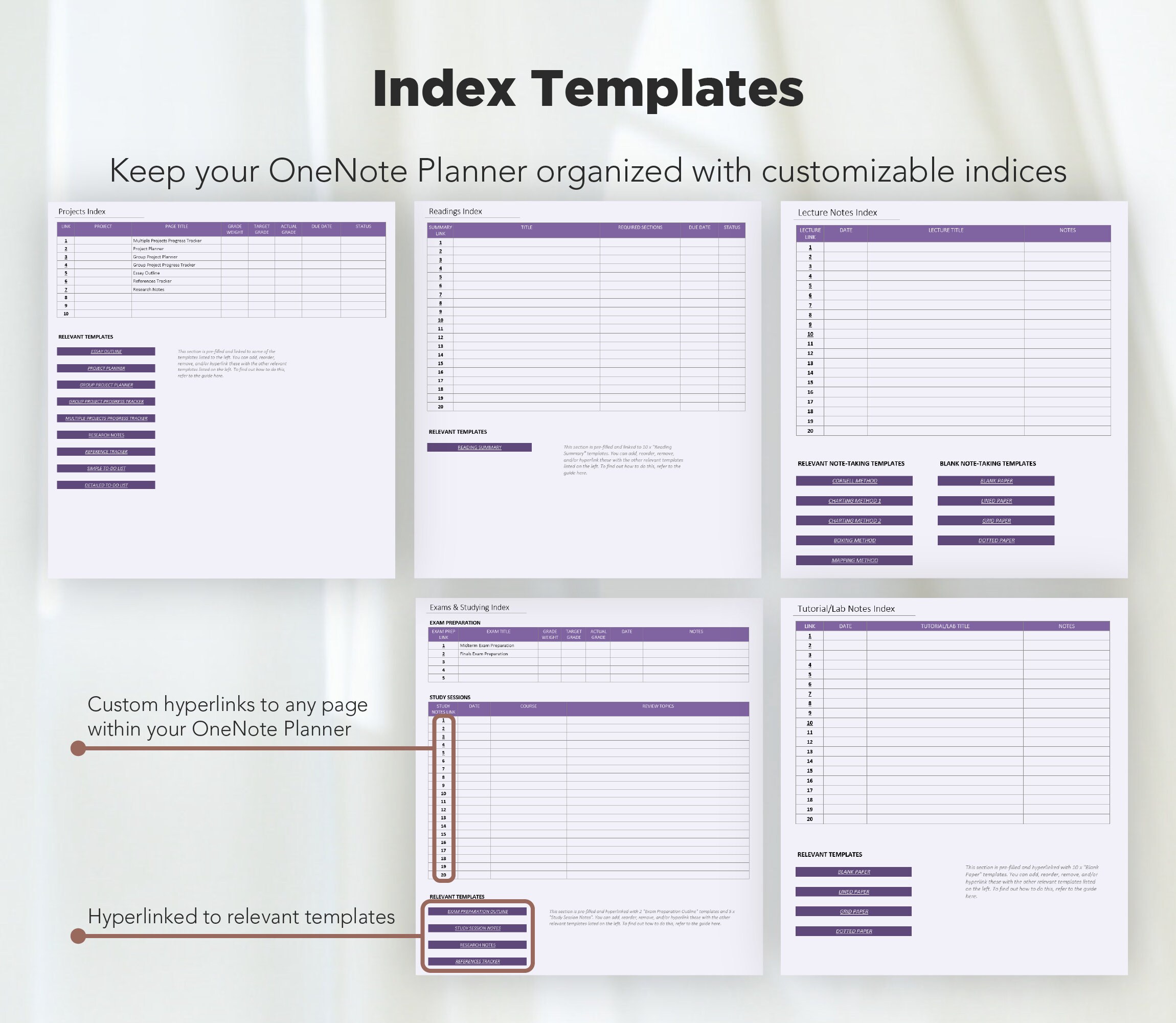 Student Planner Onenote Templates Pack, One Note Academic Templates ...