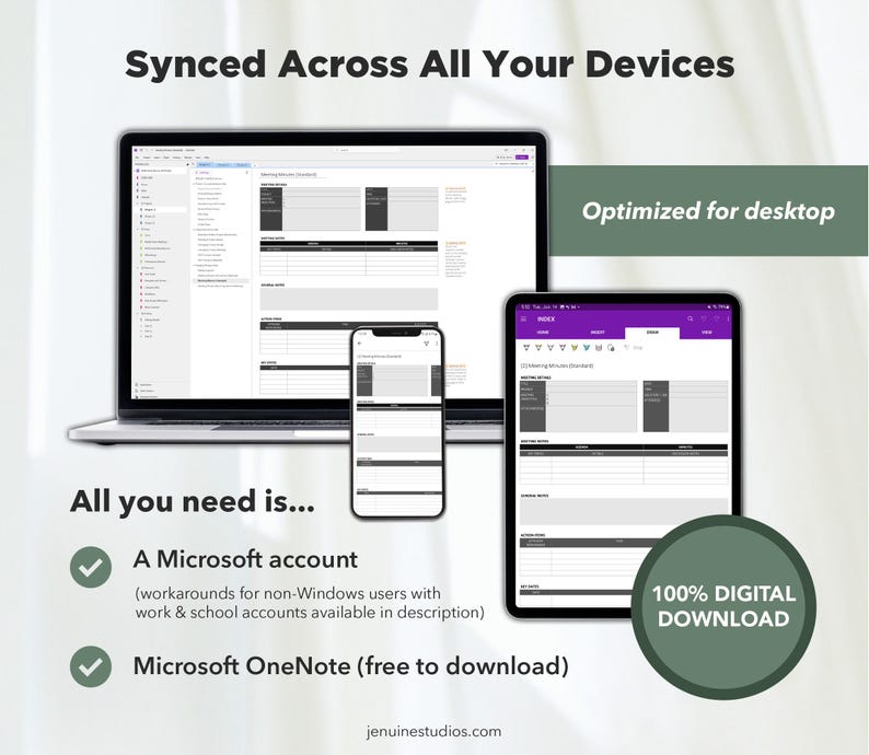 PARA Work Onenote Planner 2026 for Professionals | SUN/MON Start ...