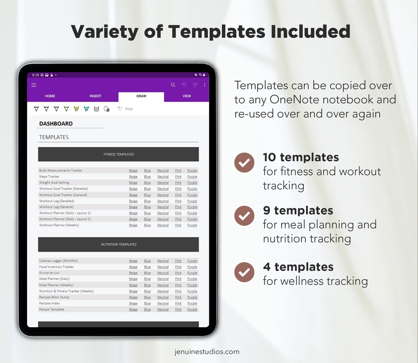 Weight Loss Tracker Onenote Templates, Meal Planner Templates, Fitness ...