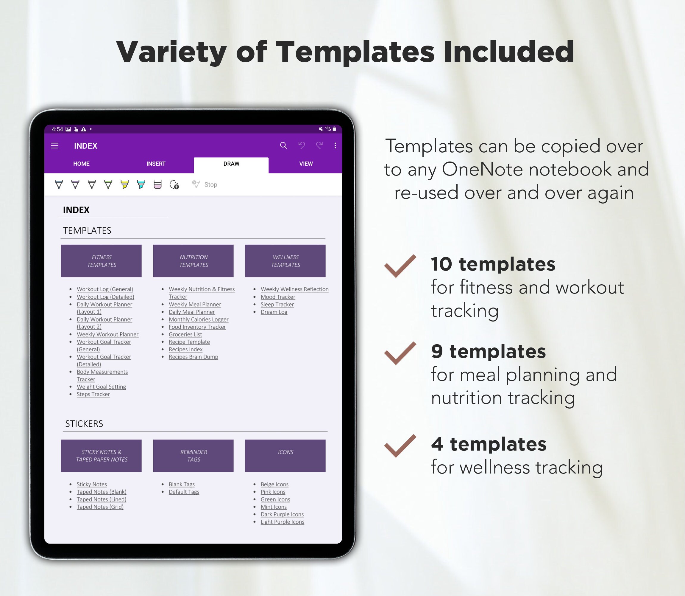 Weight Loss Tracker Onenote Templates, Meal Planner Templates, Fitness ...