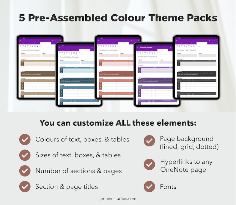 Productivity Planner & Life Planner Onenote Templates NEW COLORS, One ...