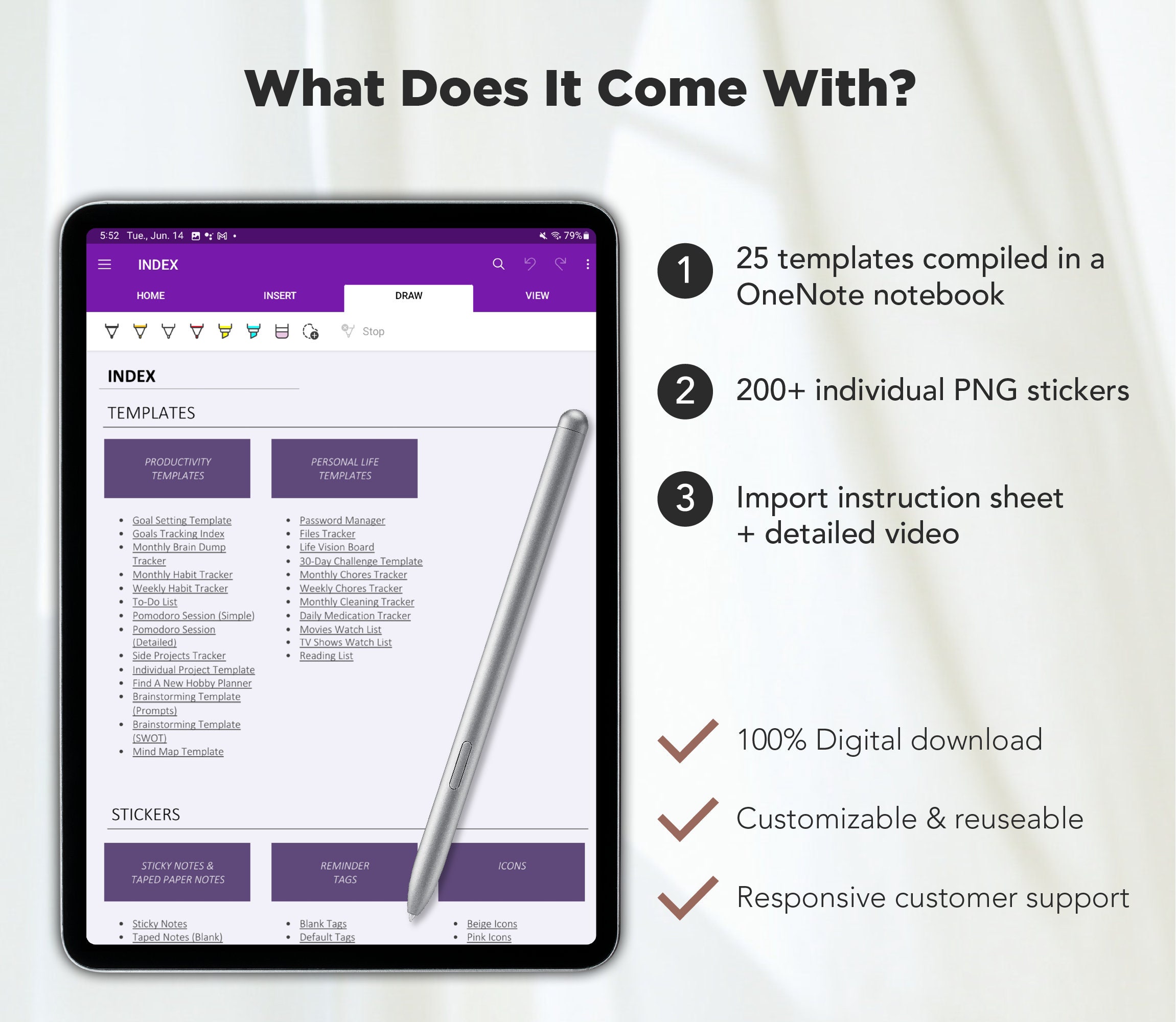 Productivity Planner & Life Planner Onenote Templates Pack - Etsy Canada