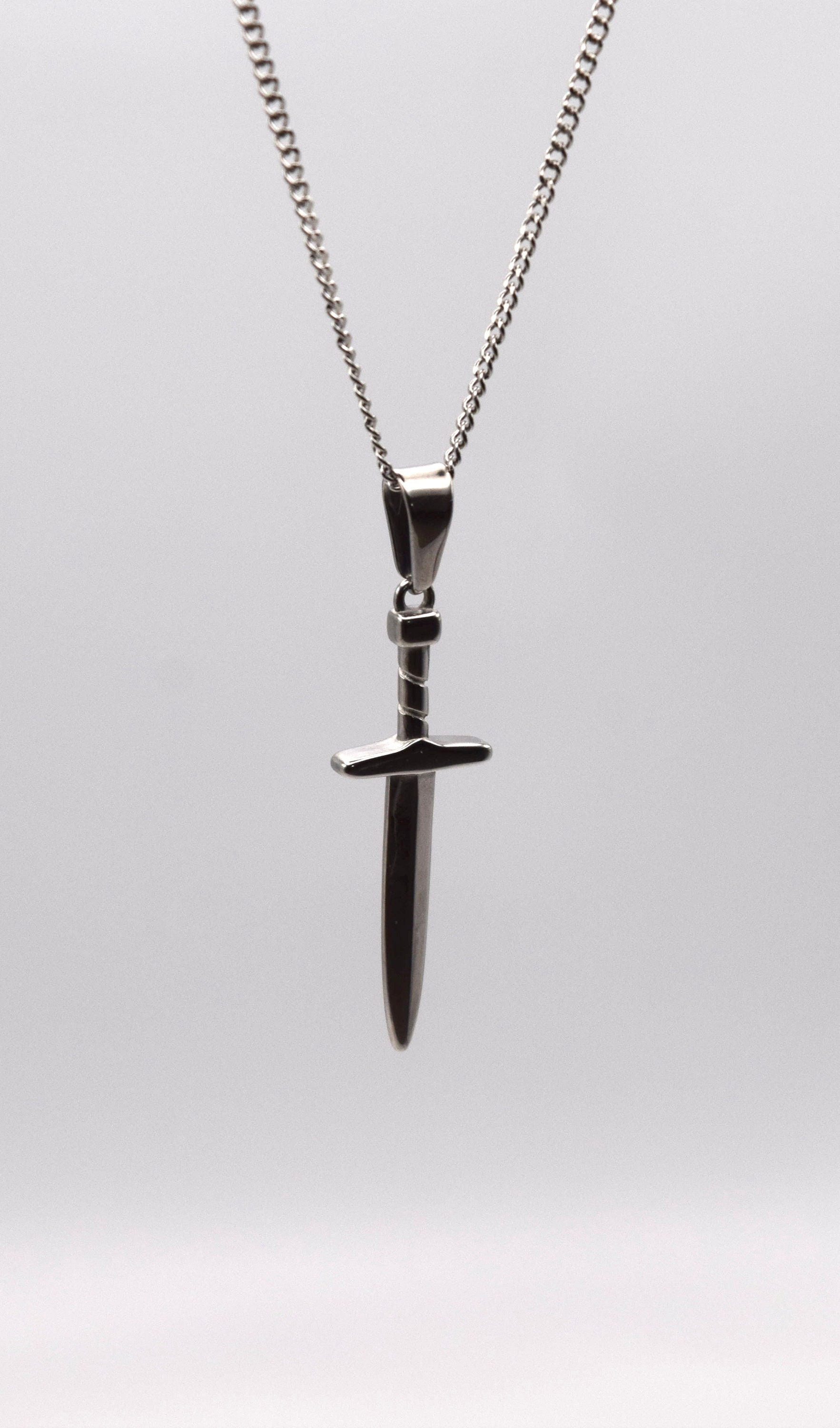 Sword Pendant Silver Handmade Sword Necklace Minimal 316L - Etsy