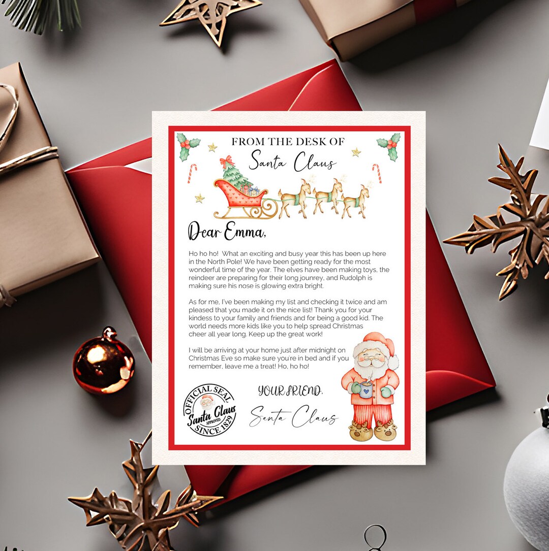 Custom Santa Letter Template: Printable Christmas Letter for Child (PSD ...