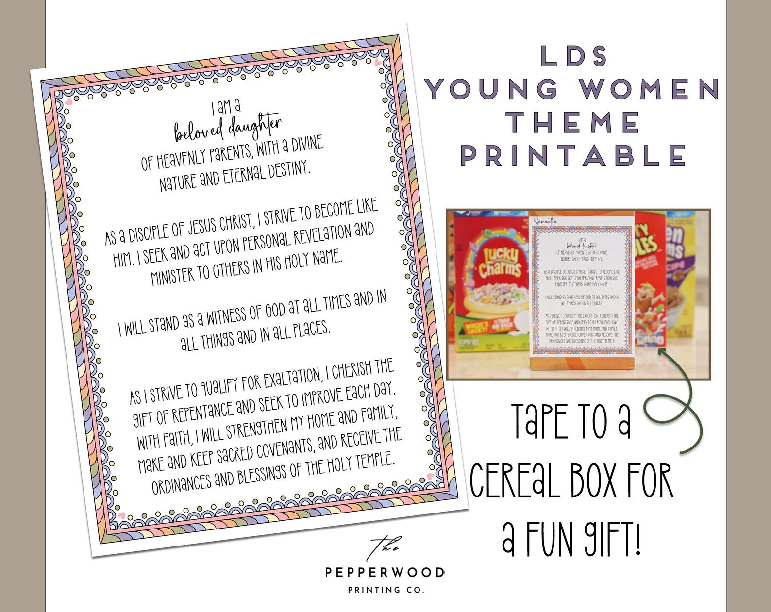 New Young Women Theme Printable, Come Follow Me 2025, Gift for Young ...