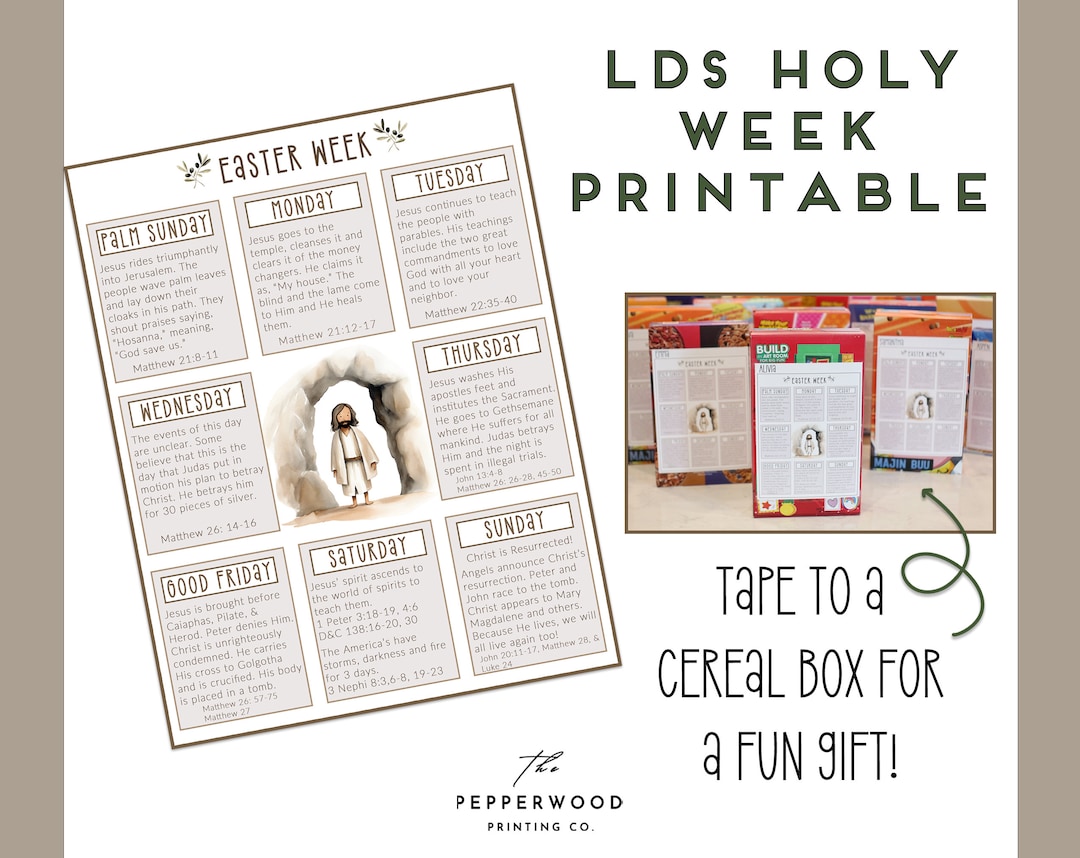 LDS Easter Holy Week Study Cards, Scripture Printable (digital Download ...