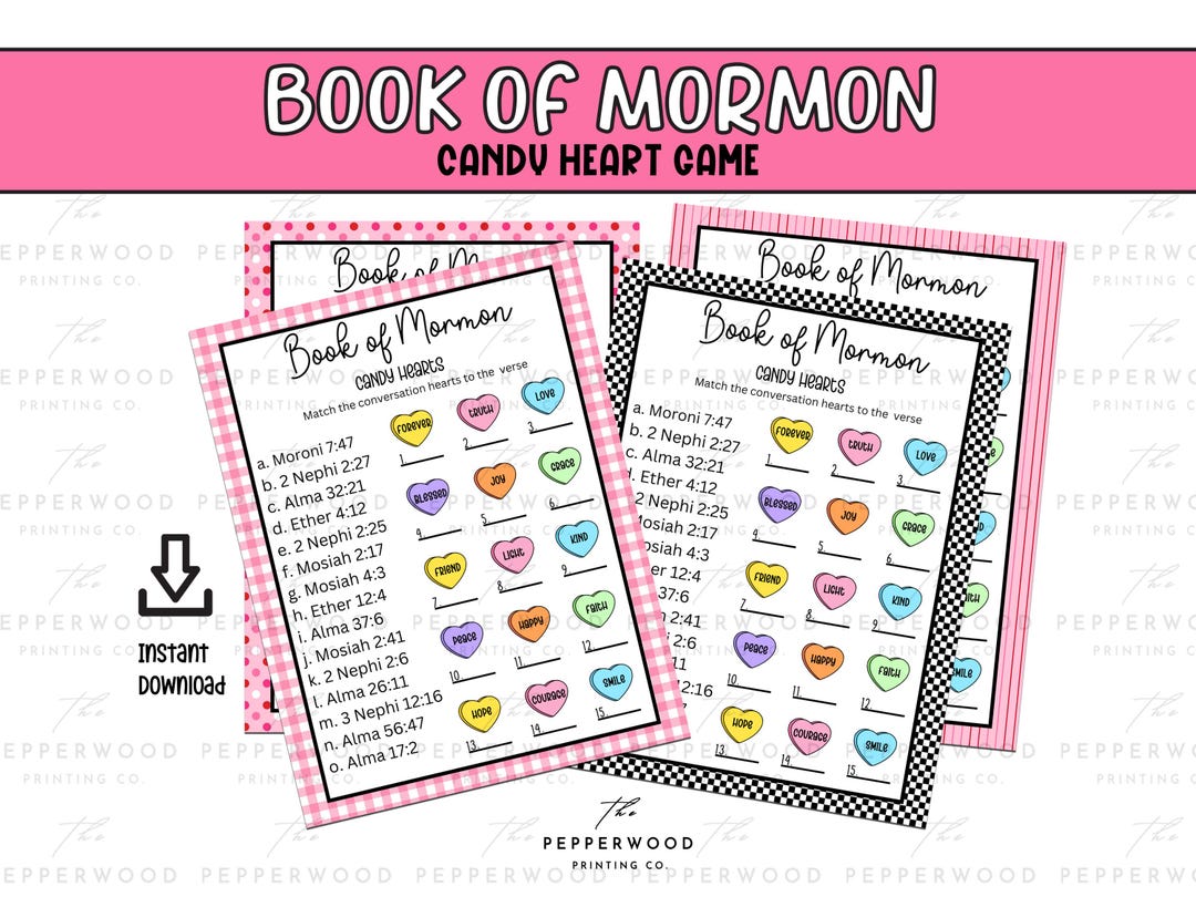 Book of Mormon Valentine Candy Heart Matching Game (PDF) - Etsy