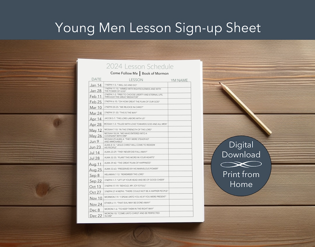 Young Men 2024 Come Follow Me Lesson Schedule Sign-up, LDS Young Men ...