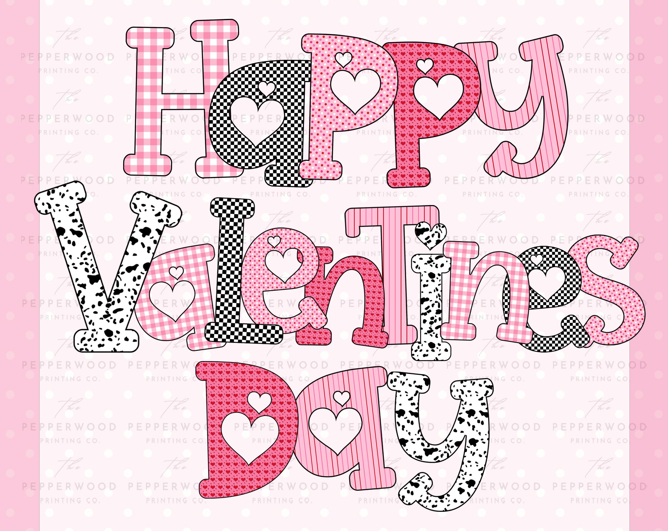 Valentine Doodle Alphabet Clipart: Pink Letters & Numbers (PNG) - Etsy